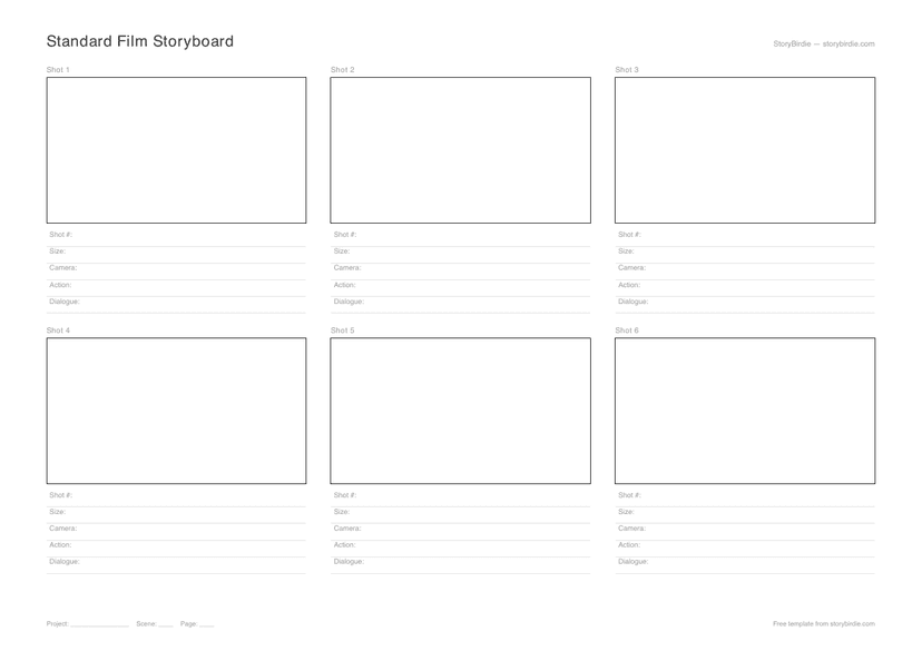 Free Storyboard & Shot List Templates — Printable PDFs | StoryBirdie